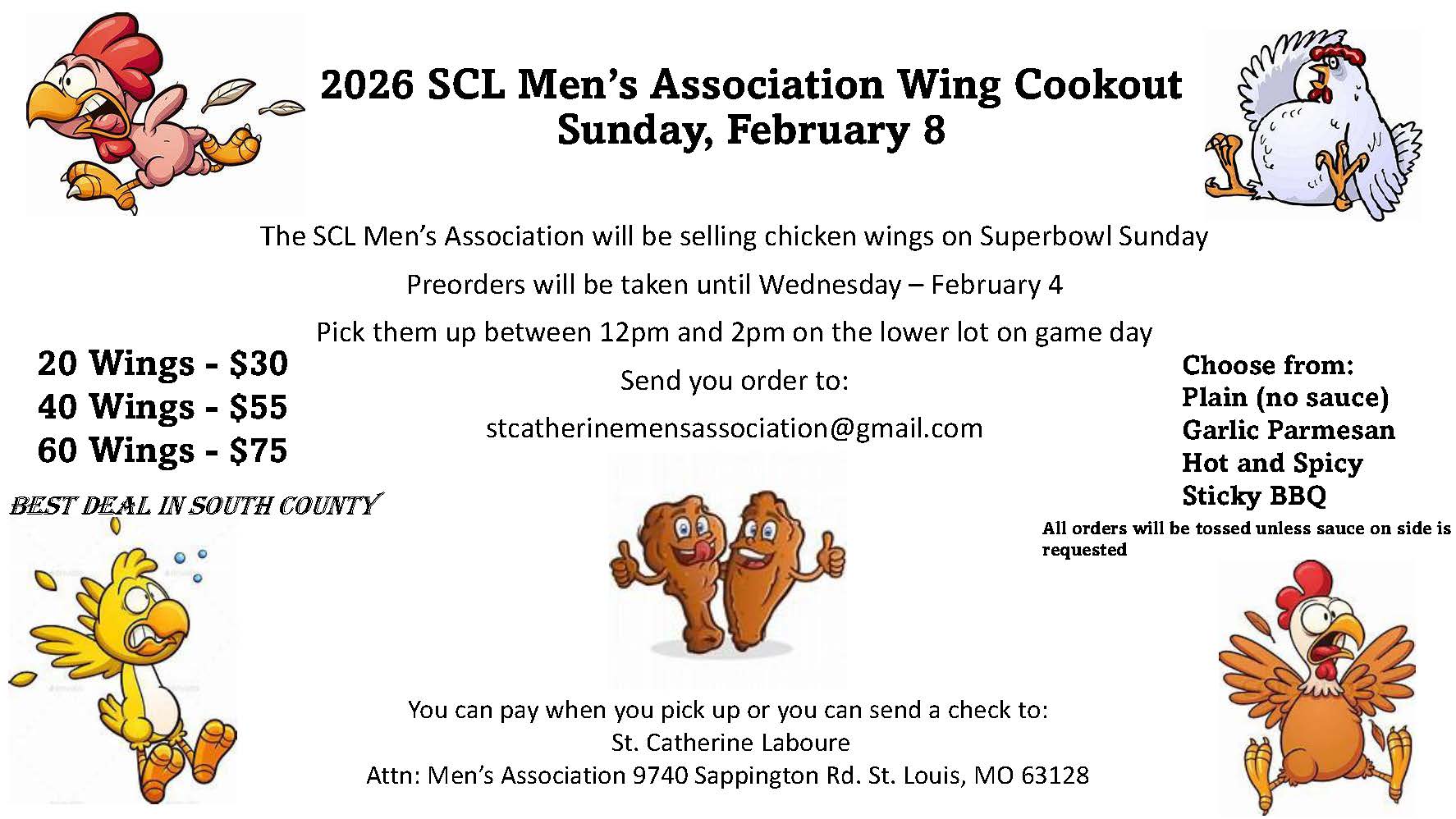 SuperBowl Wing Ding - Men's Association > St. Catherine Laboure ...
