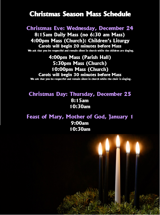 Merry Christmas ! Mass Schedule > St. Catherine Laboure Catholic Church