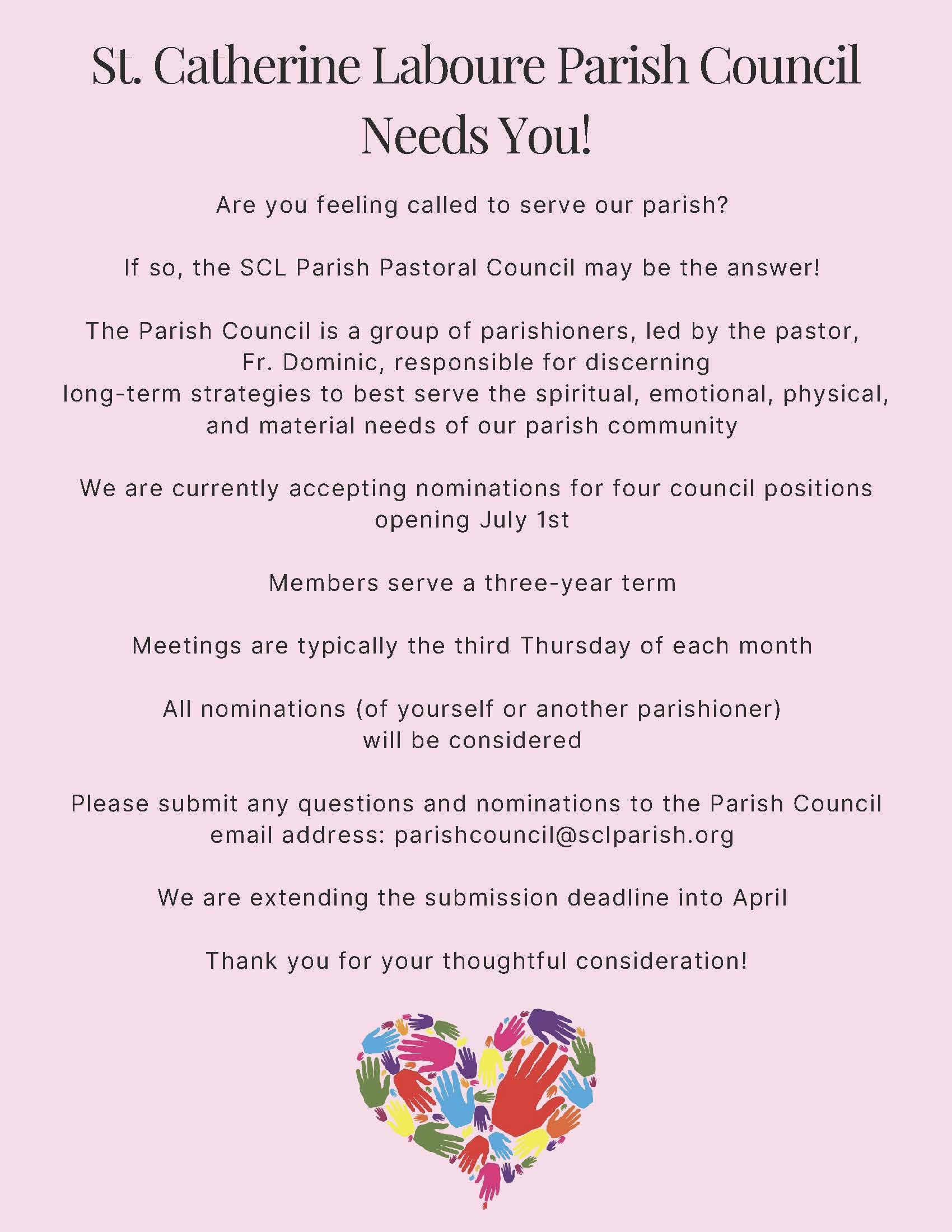 Our Parish Council Needs You! > St. Catherine Laboure Catholic Church